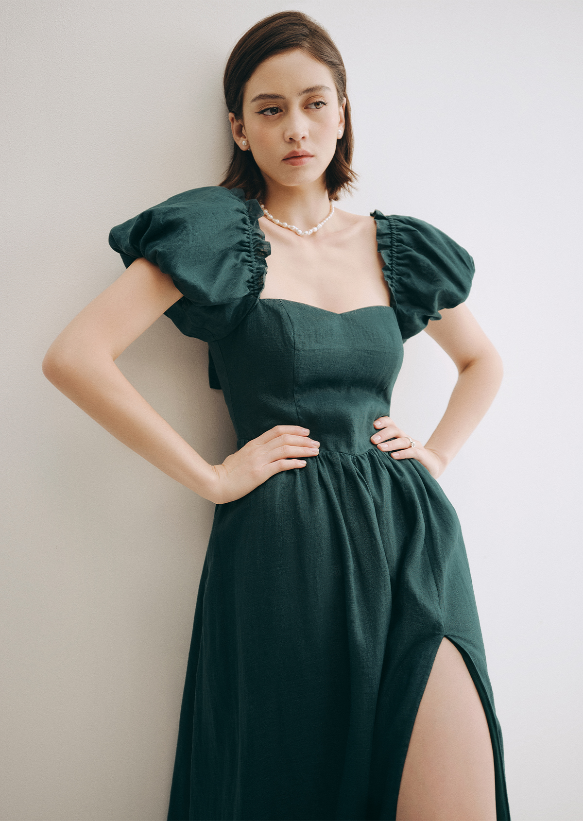 Kat Midi Dress - Emerald Green | Caramel Monster