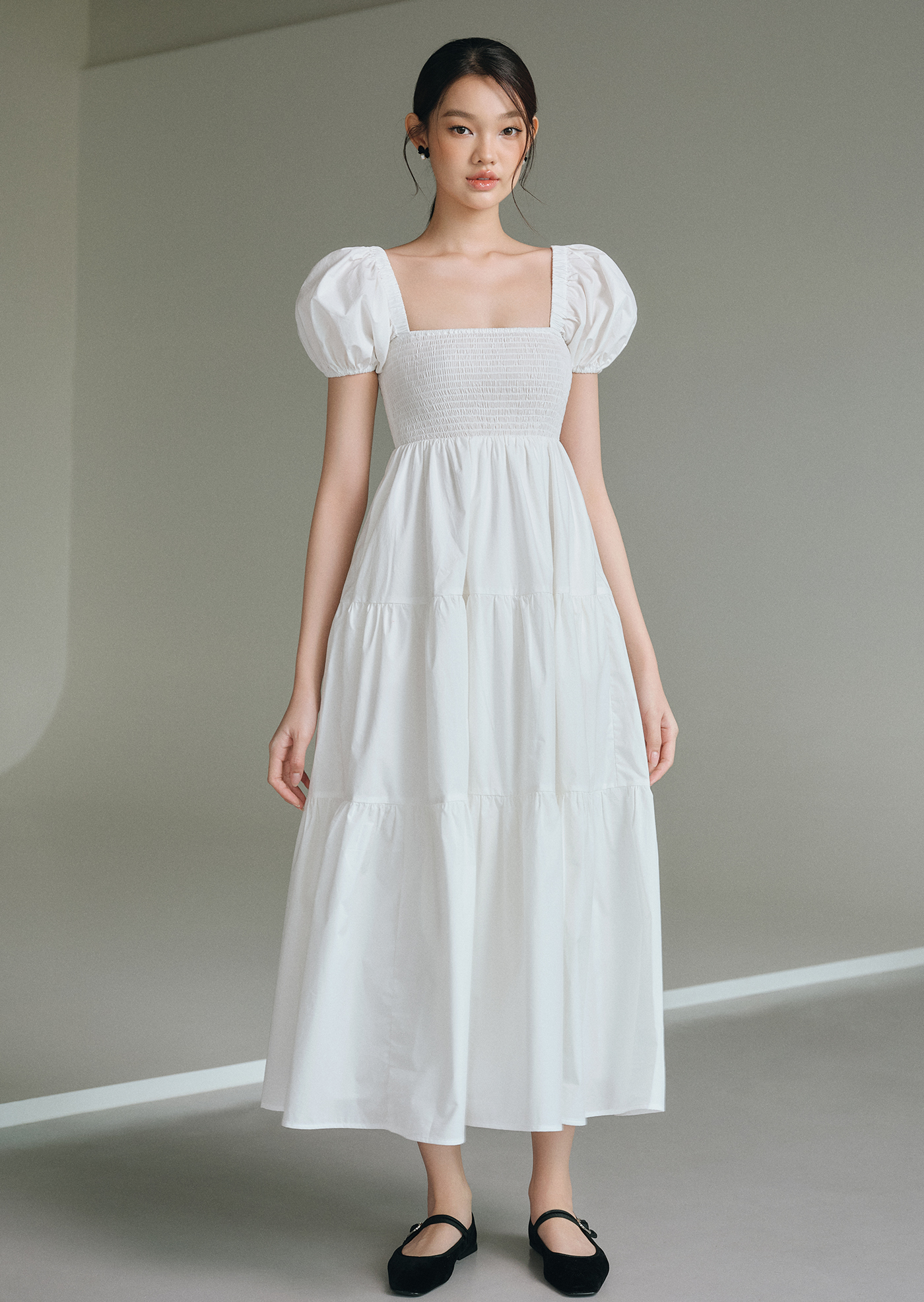 Doha Midaxi Dress - White | Caramel Monster