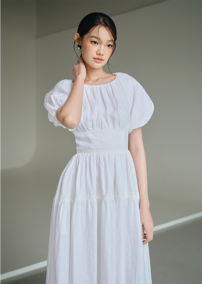 Moda Midaxi Dress - White | Caramel Monster