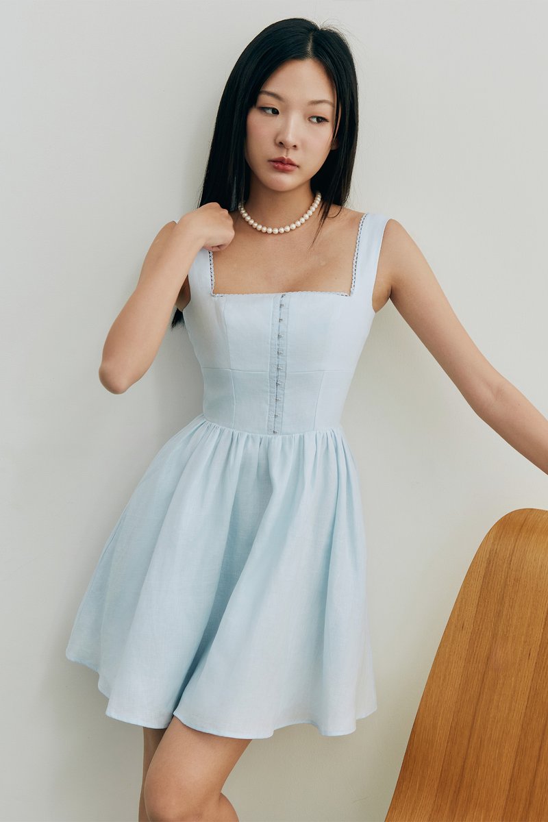 Julian Mini Dress - Baby Blue | Caramel Monster