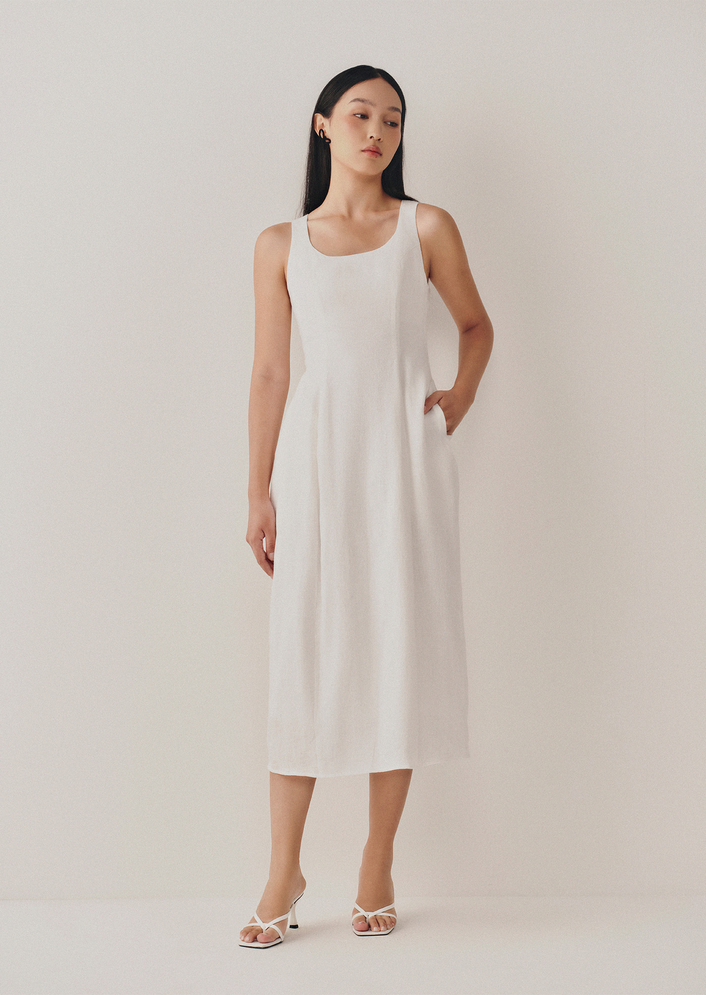 Stanley Midi Dress - White | Caramel Monster