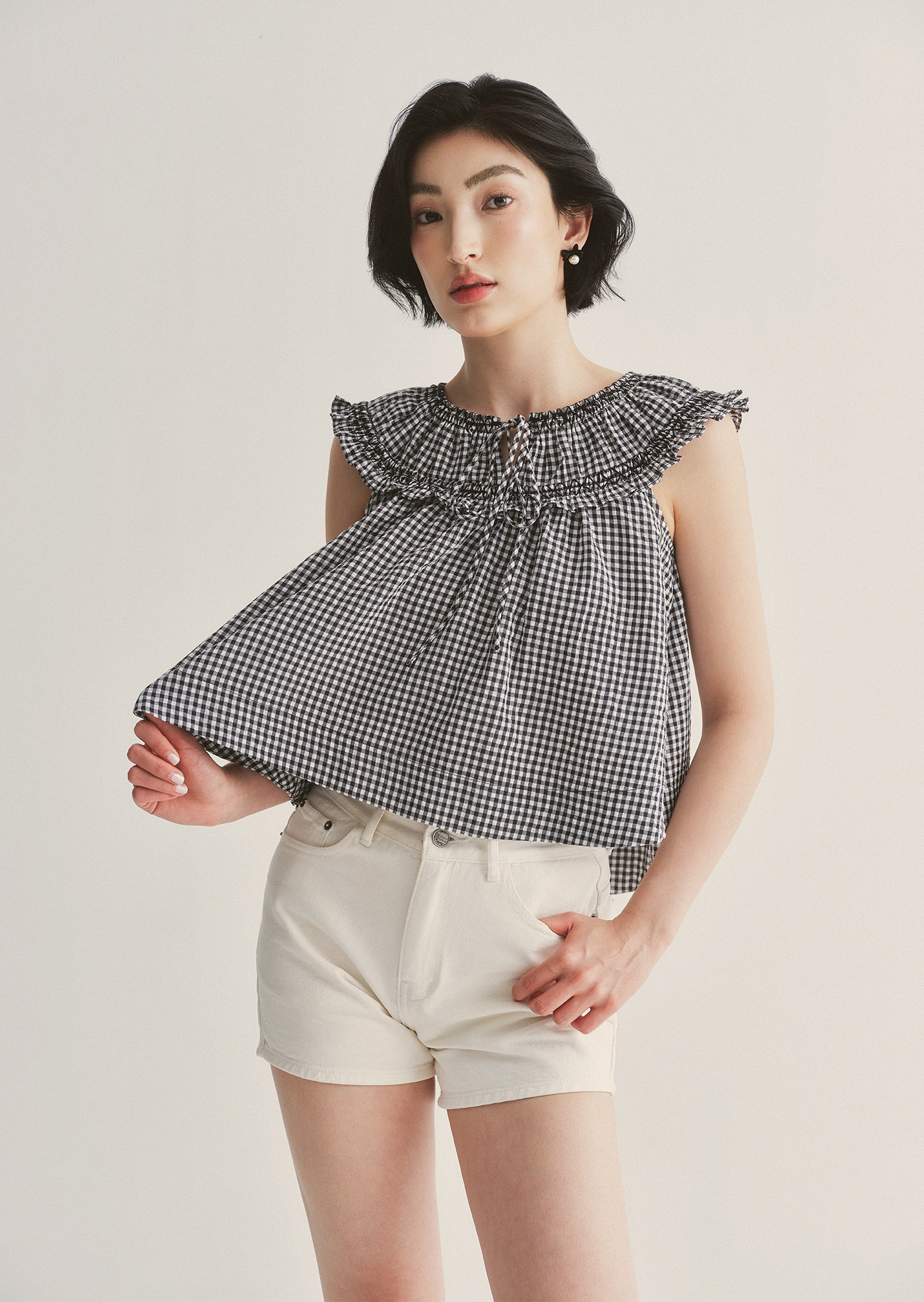 Kayla Top - Checked | Caramel Monster