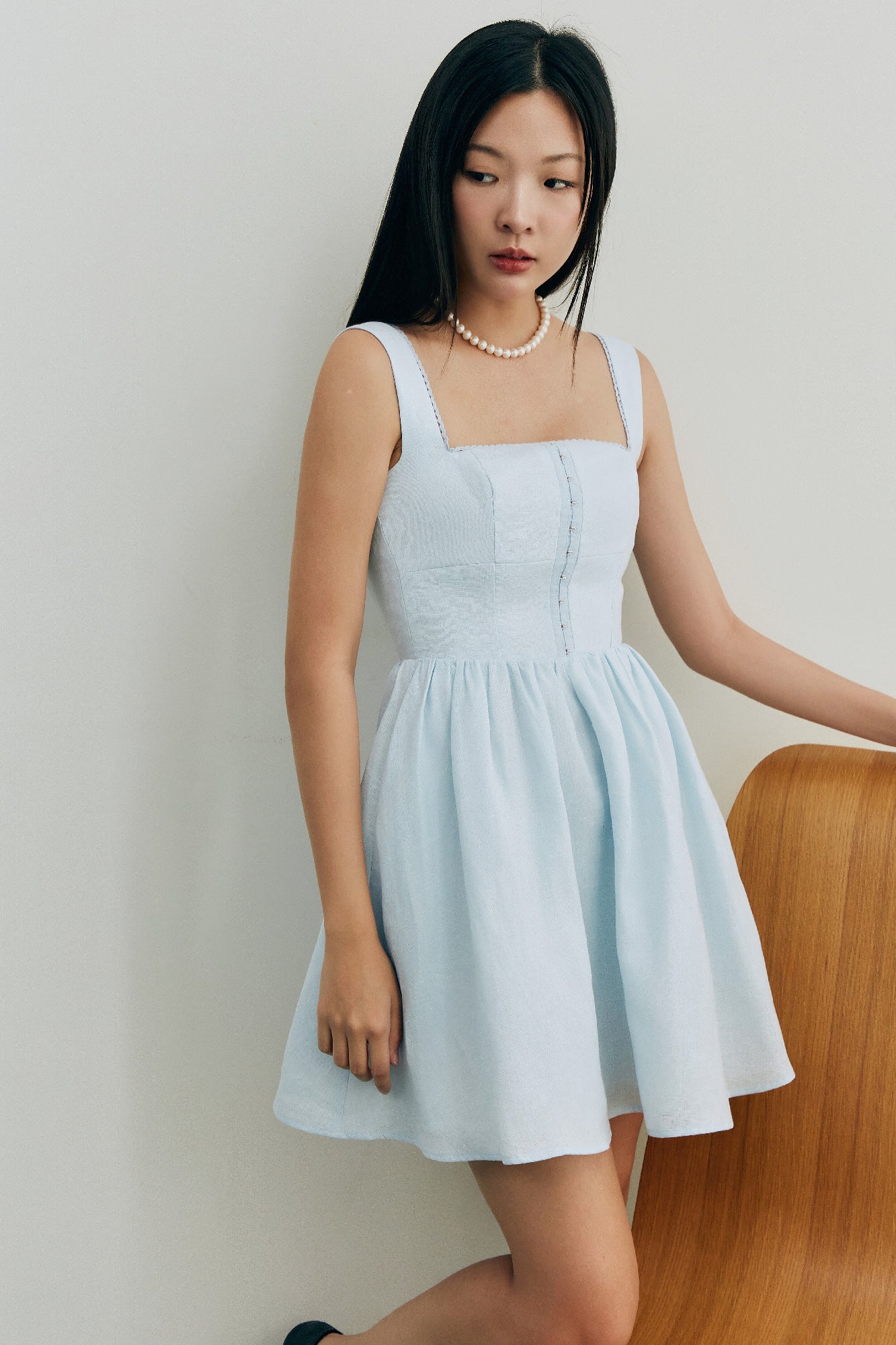 Julian Mini Dress - Baby Blue | Caramel Monster